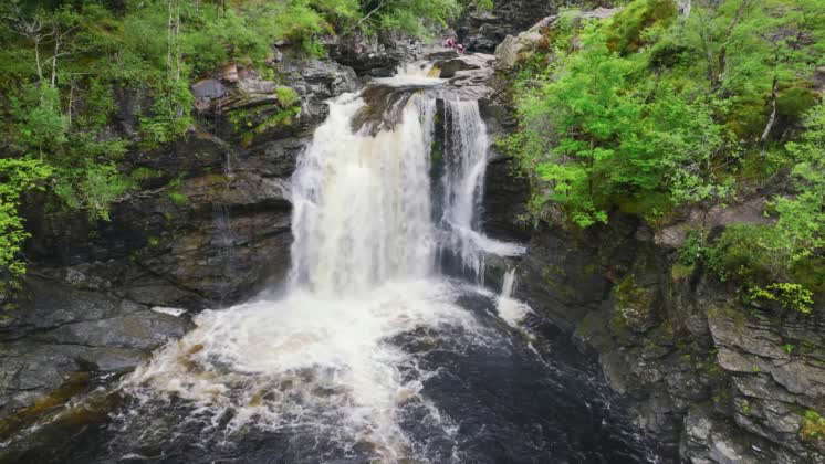 Video: ibxmao09406777 Falls Of Falloch from a drone, waterfall on the ...