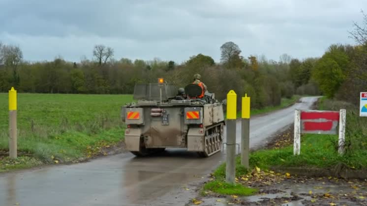 Video: British army REME Bulldog FV432 APC tank on road A British army ...