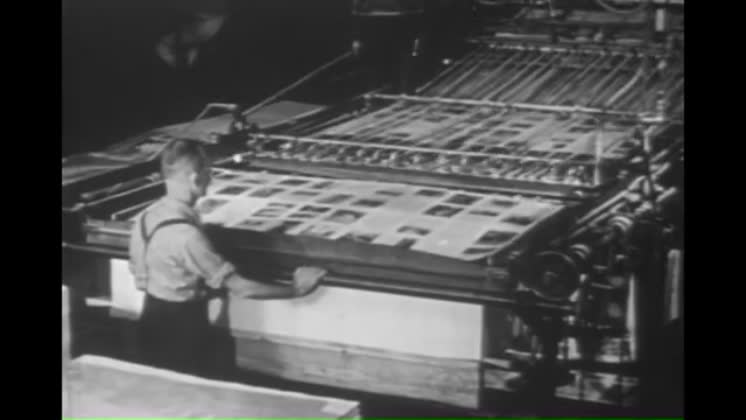 Video: Linotype machines, printing presses, hand compositing, engraved ...
